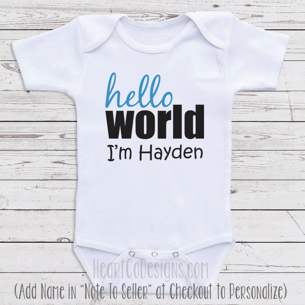 Personalized Baby Shirts hello World I'm Cute - Etsy