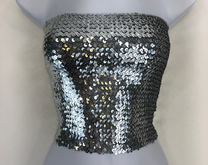 Silver Sequin Tube Top - Etsy