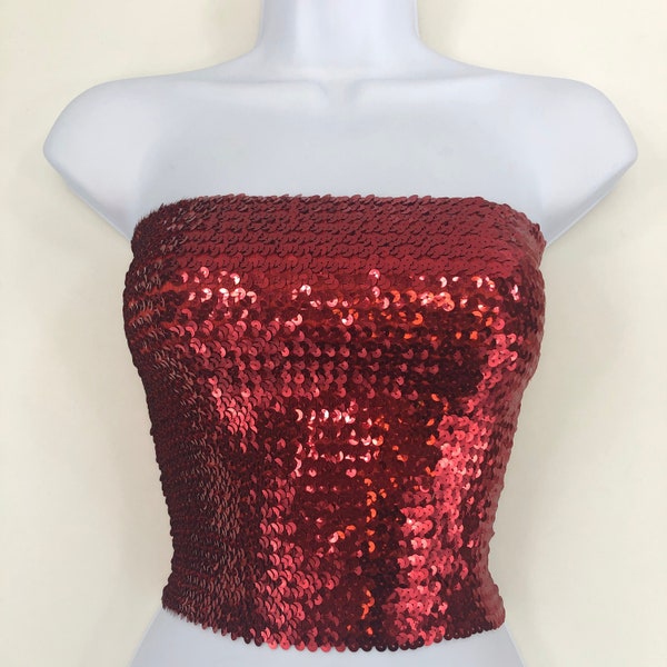 Red Sequin Top - Etsy