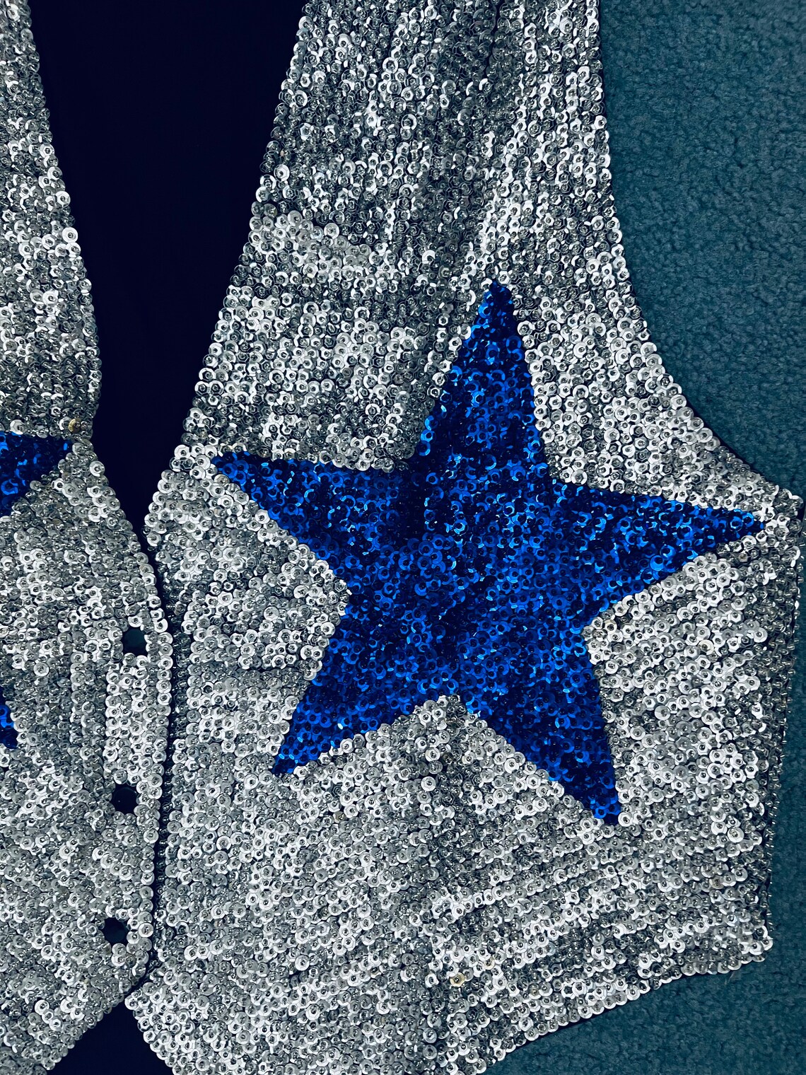Silver Cowboy Sequin Vest W/ Blue Stars - Etsy