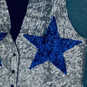 Silver Cowboy Sequin Vest W/ Blue Stars - Etsy