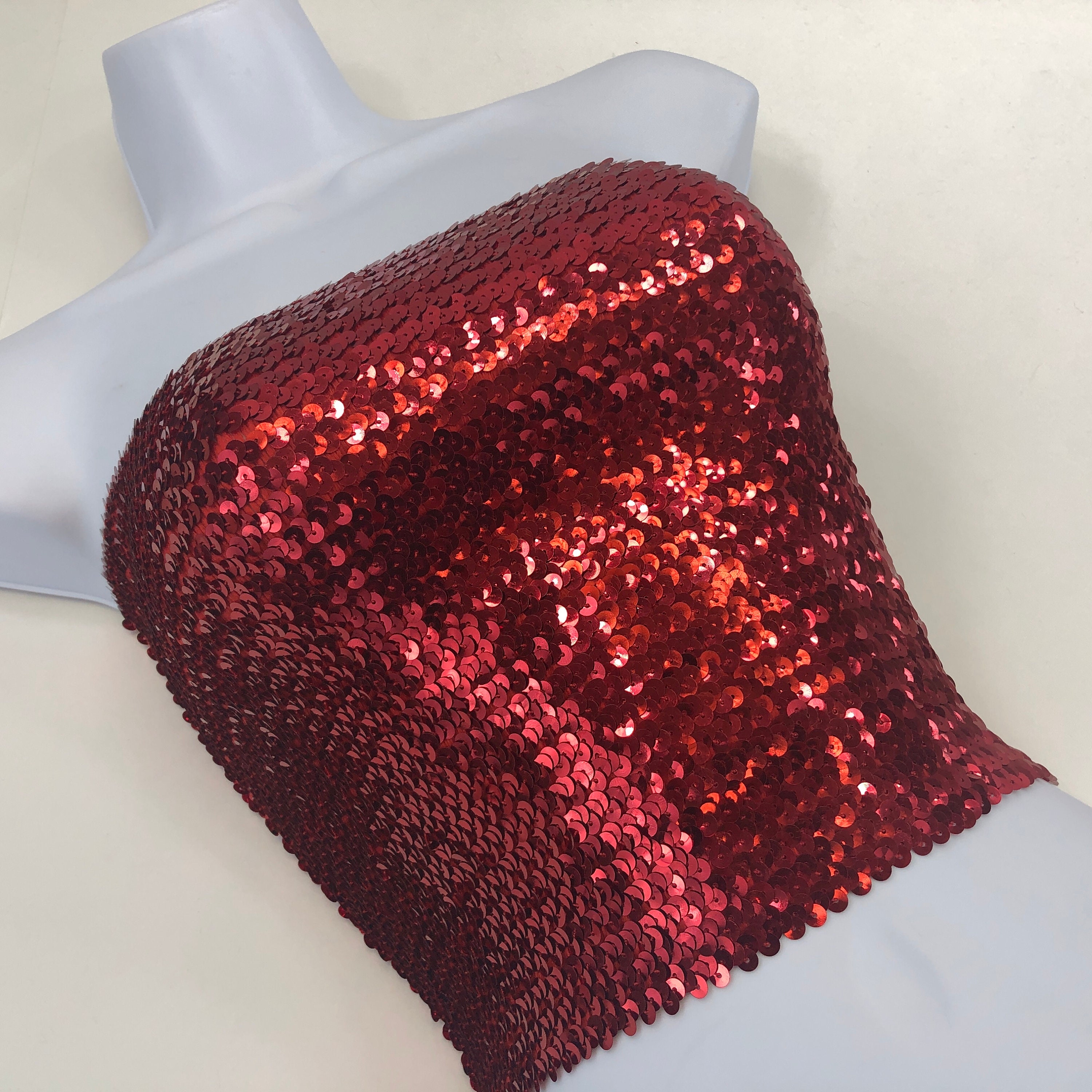 Red Sequin Strapless Tube Top | Etsy