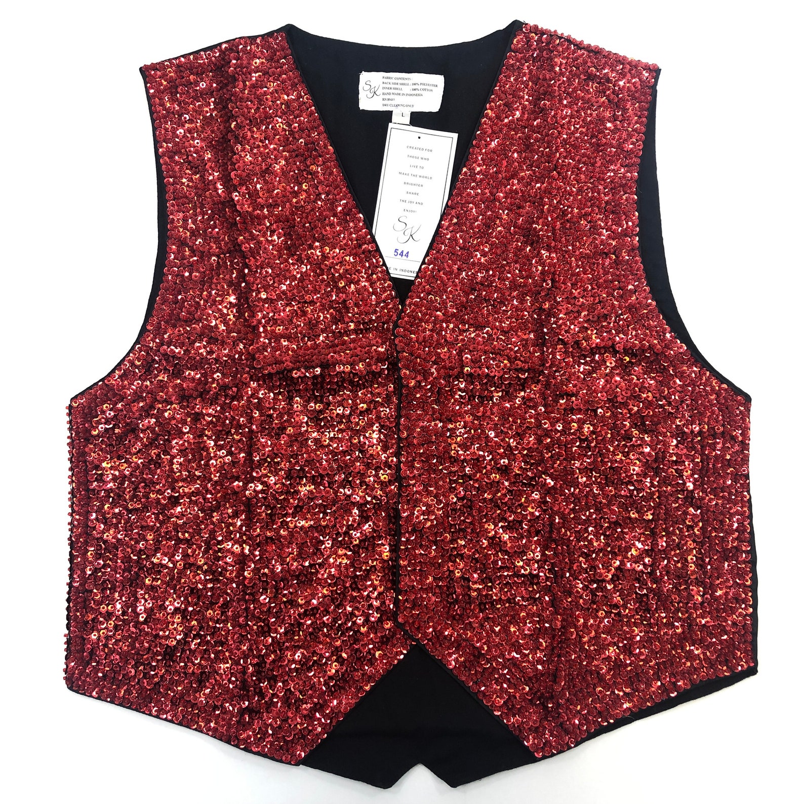 Red Sequin Vest - Etsy