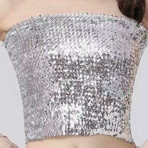 Silver Sequin Tube Top - Etsy