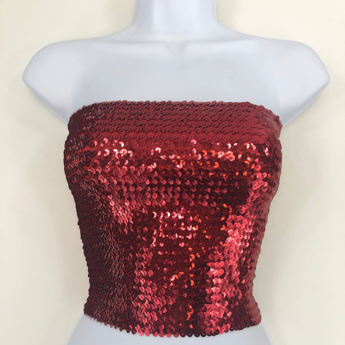 Red Sequin Strapless Tube Top - Etsy