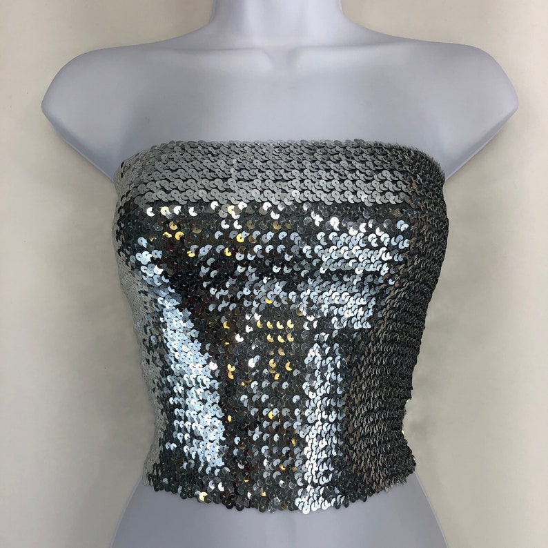 Silver Sequin Tube Top | Etsy