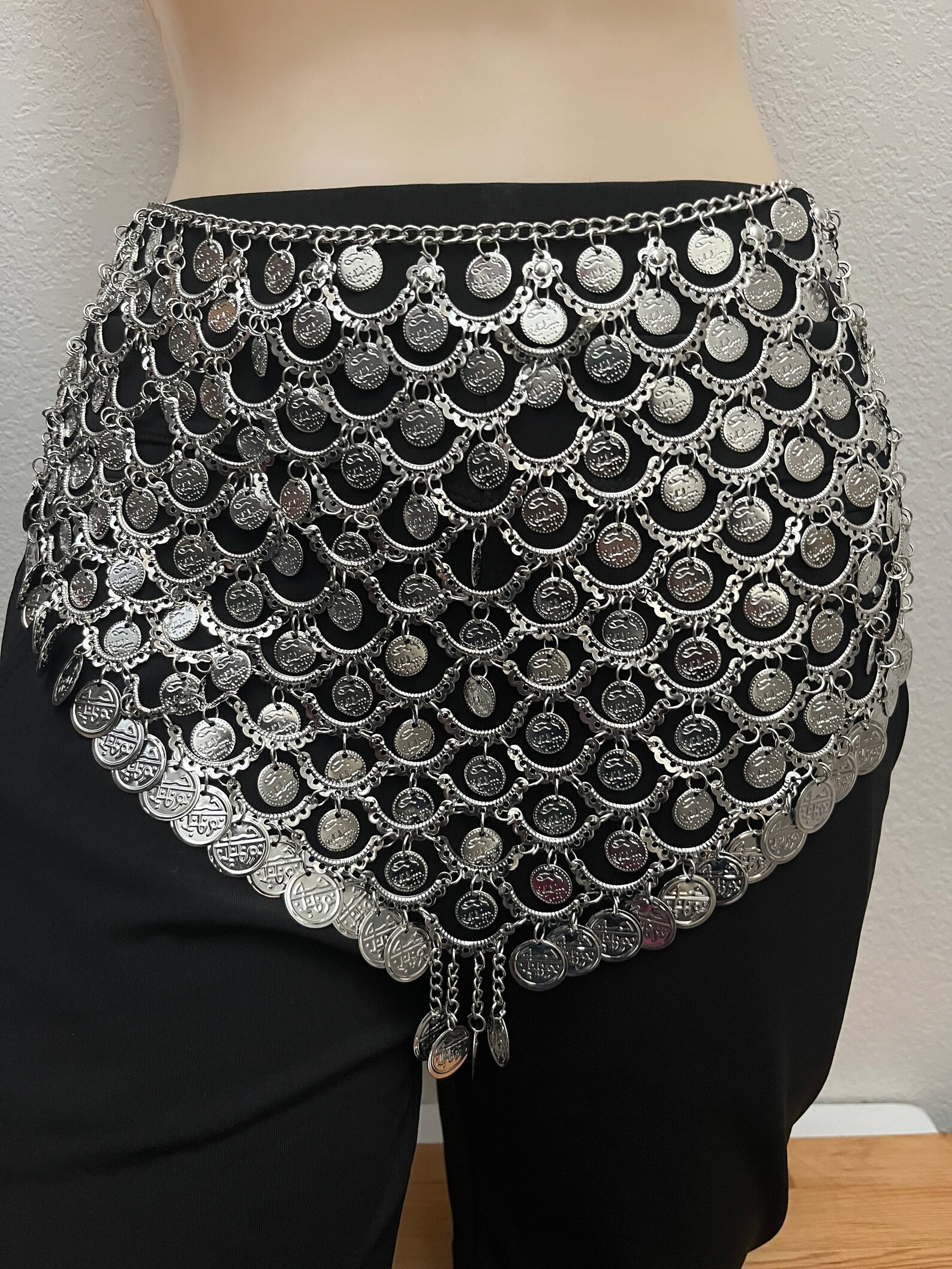 Triangle Silver Coin Belt Tribal Belly Dance Coin Belt With Etsy
