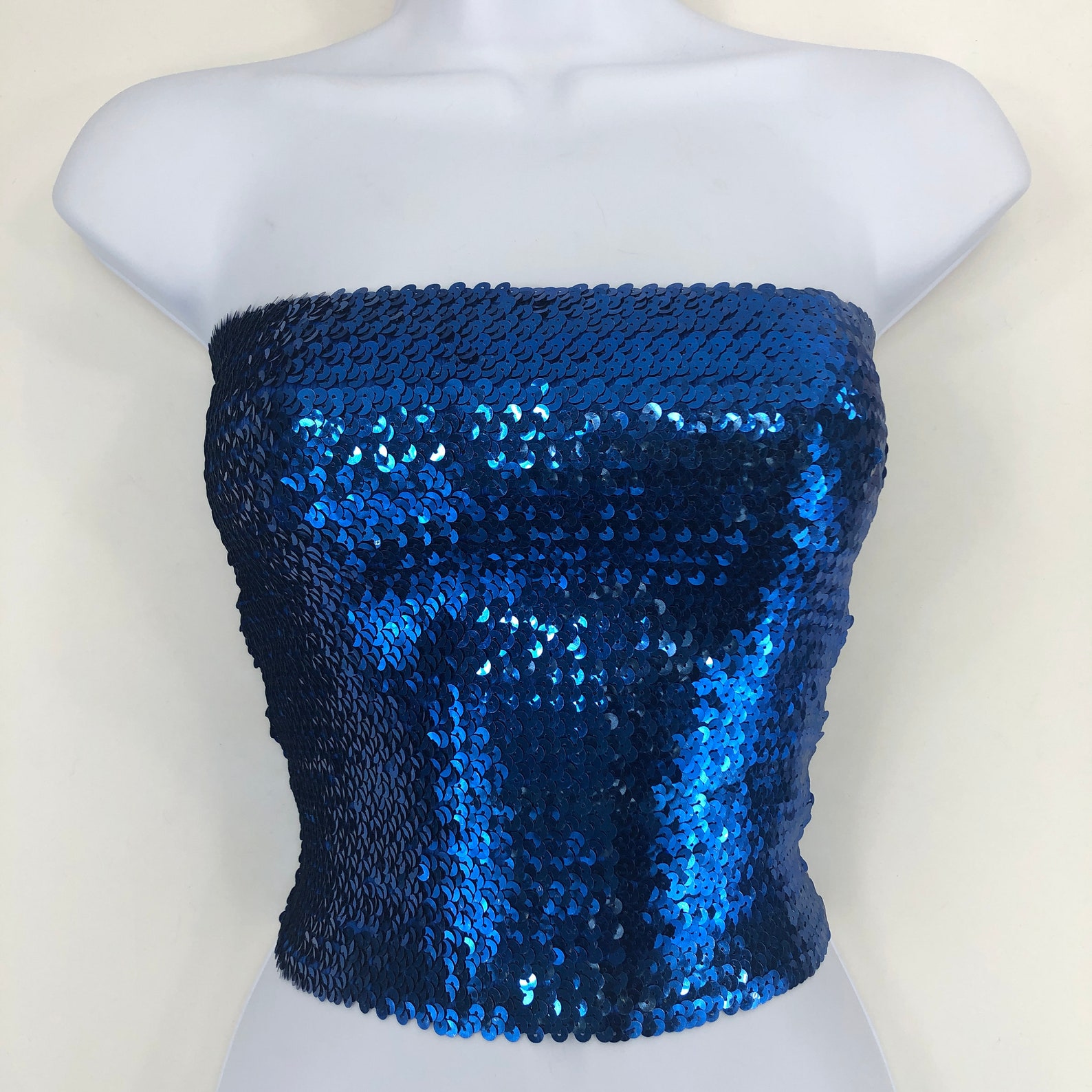 Royal Blue Sequin Strapless Tube Top - Etsy