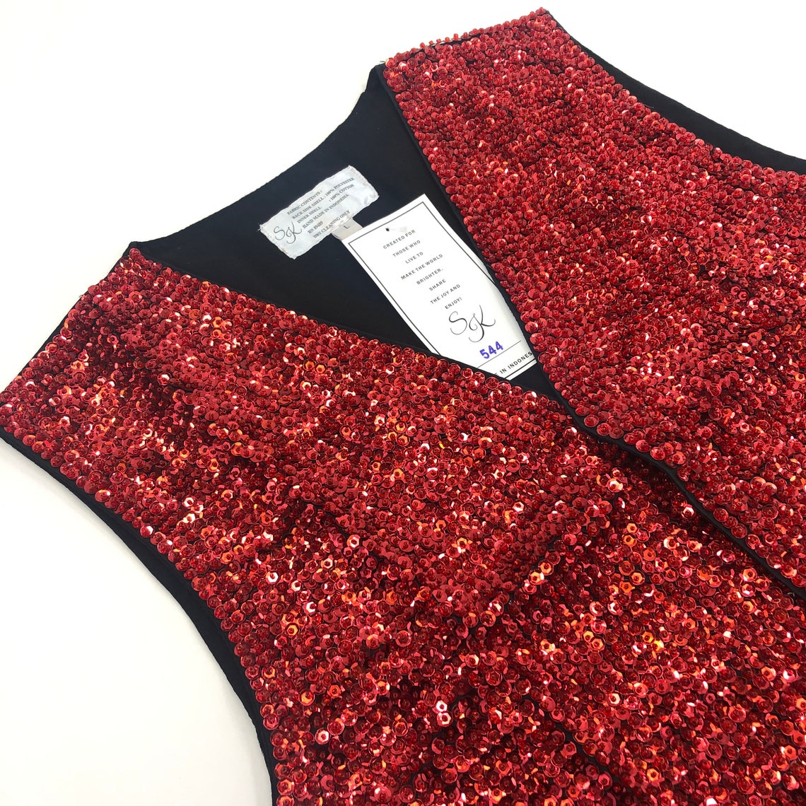 Red Sequin Vest - Etsy