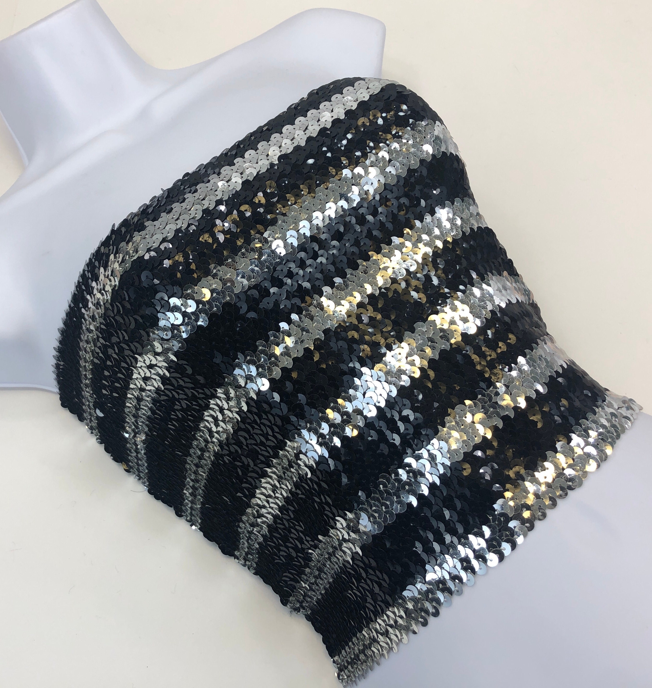 Black and Silver Striped Sequin Strapless Tube Top - Etsy