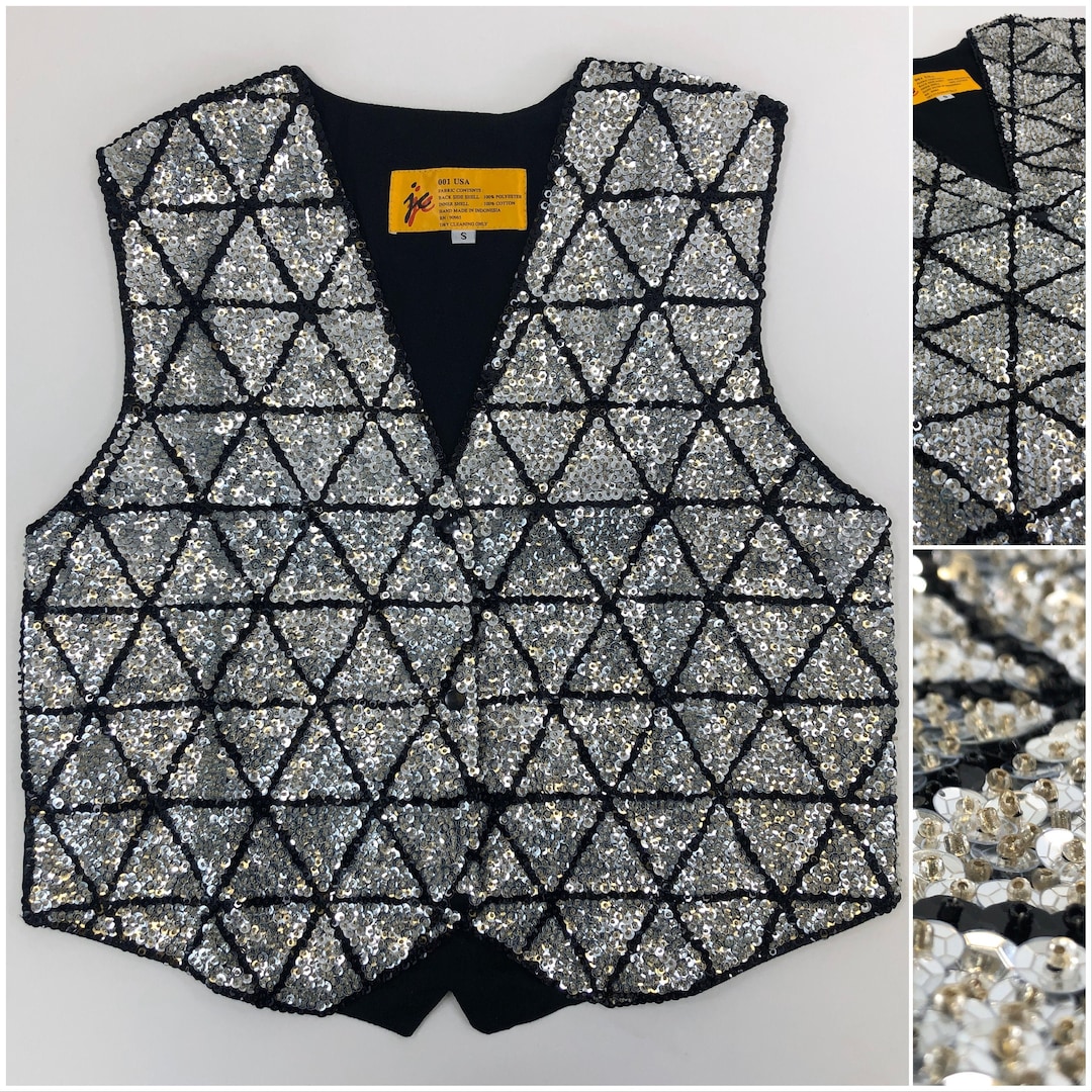 Silver Triangle Sequin Vest - Etsy