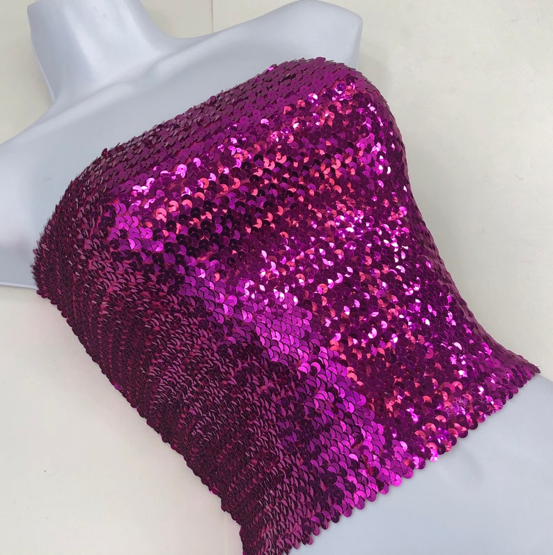 Fuchsia Sequined Tube Top - Etsy