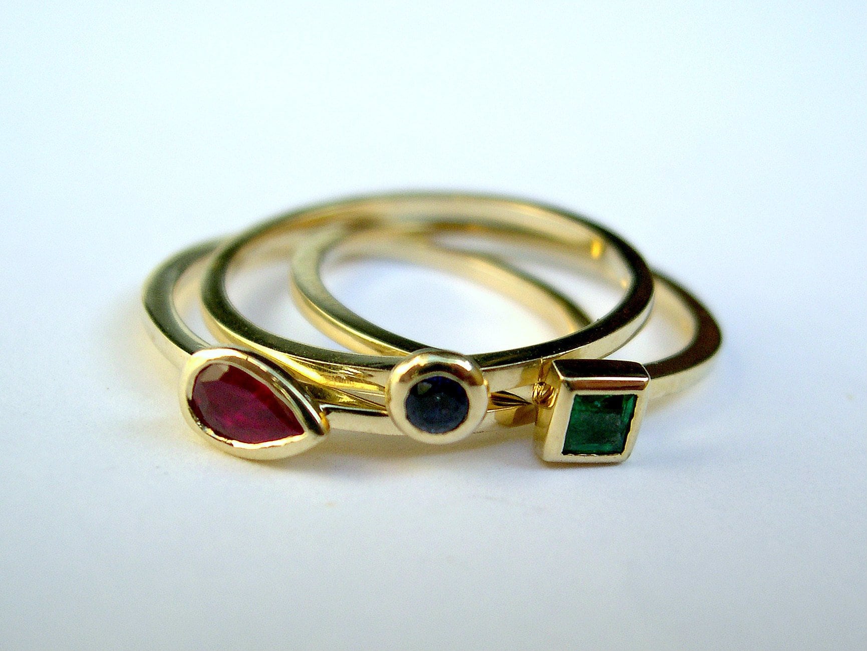 Anniversary Rings for Women Ruby Emerald Sapphire Rings Set - Etsy
