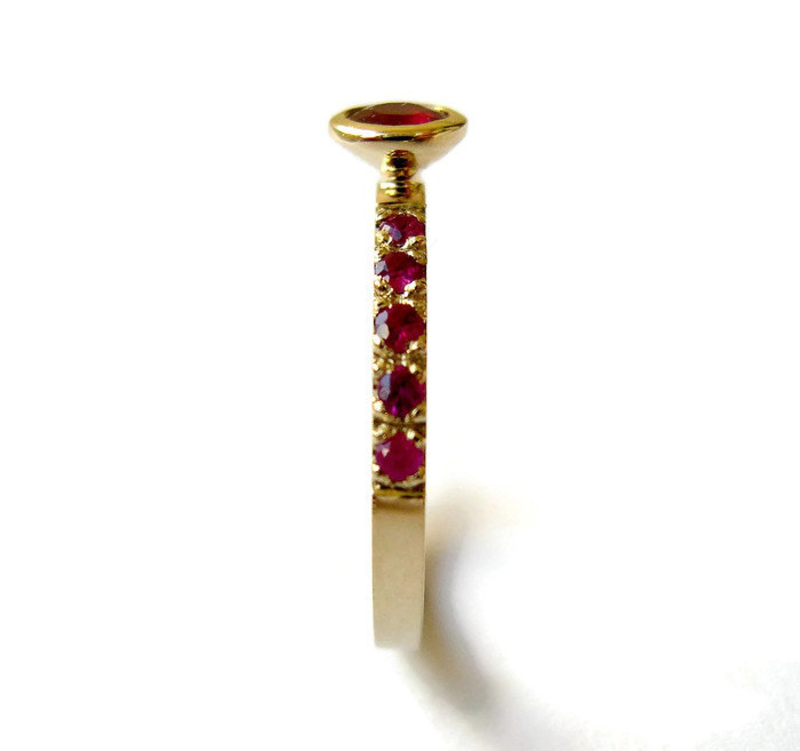 Unique Ruby Ring, Yellow Gold Ring With Rubies, Delicate Engagement ...
