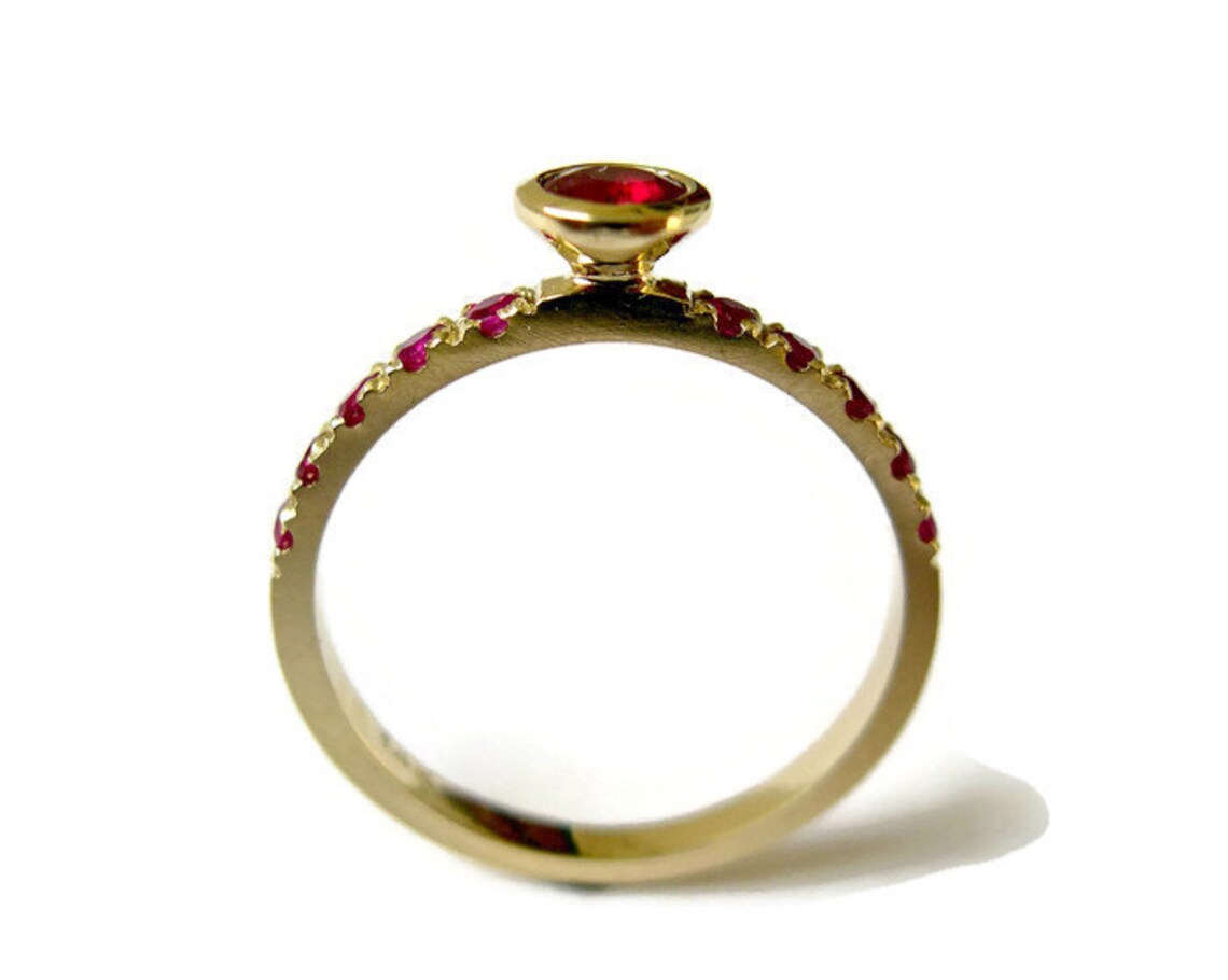 Unique Ruby Ring, Yellow Gold Ring With Rubies, Delicate Engagement ...