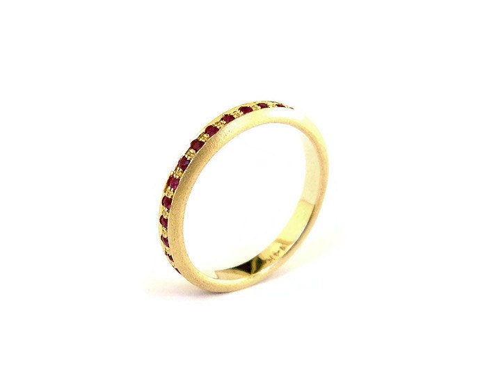 Ruby Ring, Eternity Engagement Ring, 14k Solid Gold Ring, Ruby Band ...
