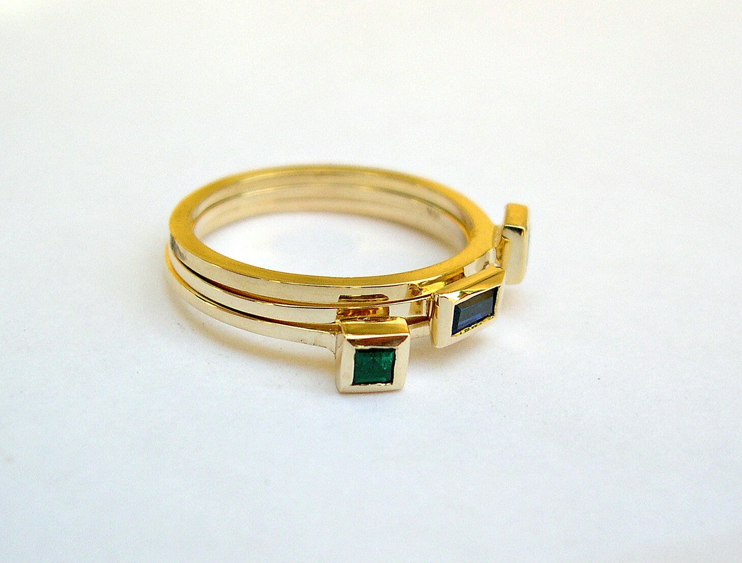 Solid Gold Rings Square Stacking Rings Gemstone Gold Ring - Etsy