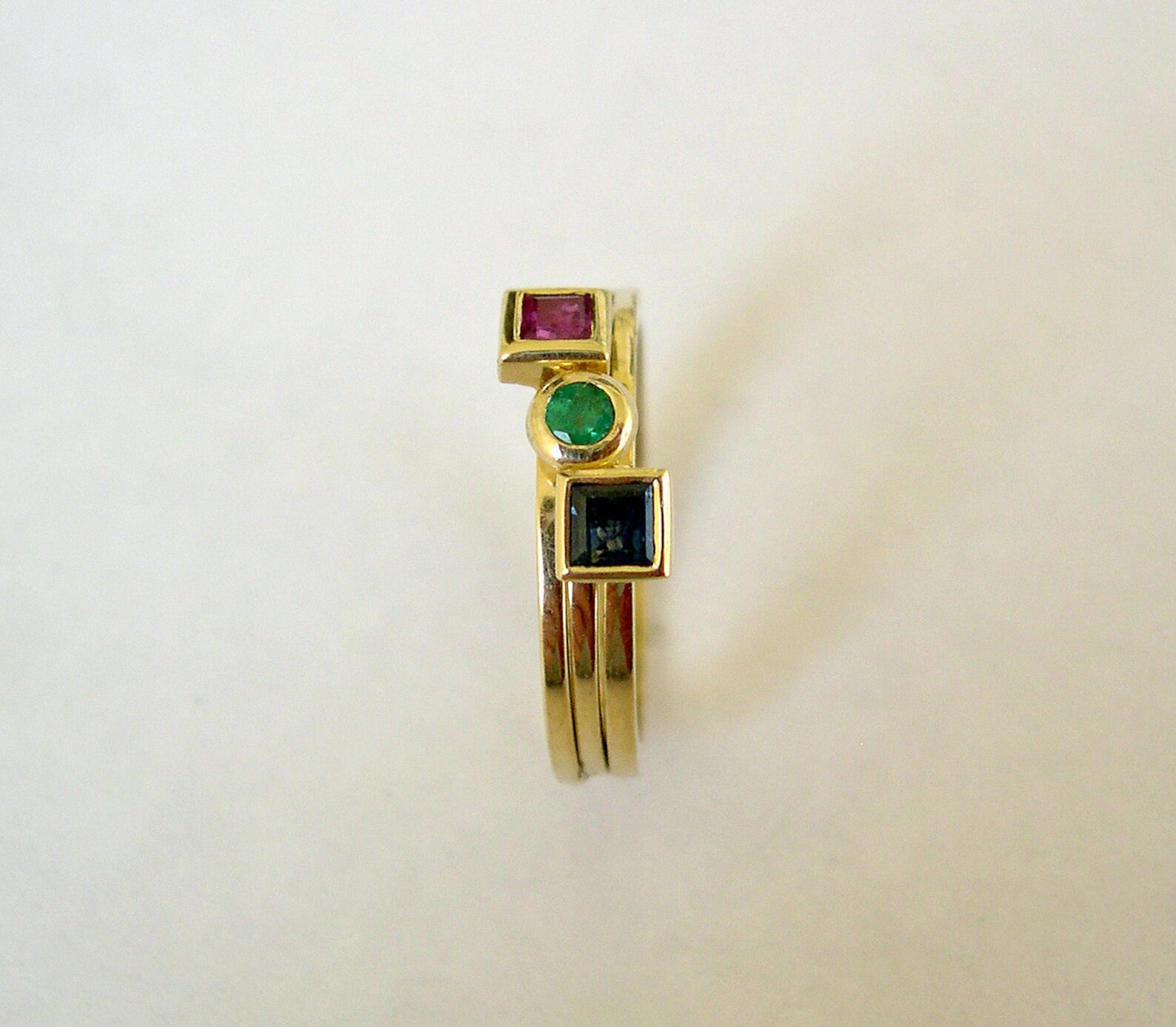 Stackable Gemstone Rings, 14k Solid Gold Ring, Sapphire Emerald Ruby ...