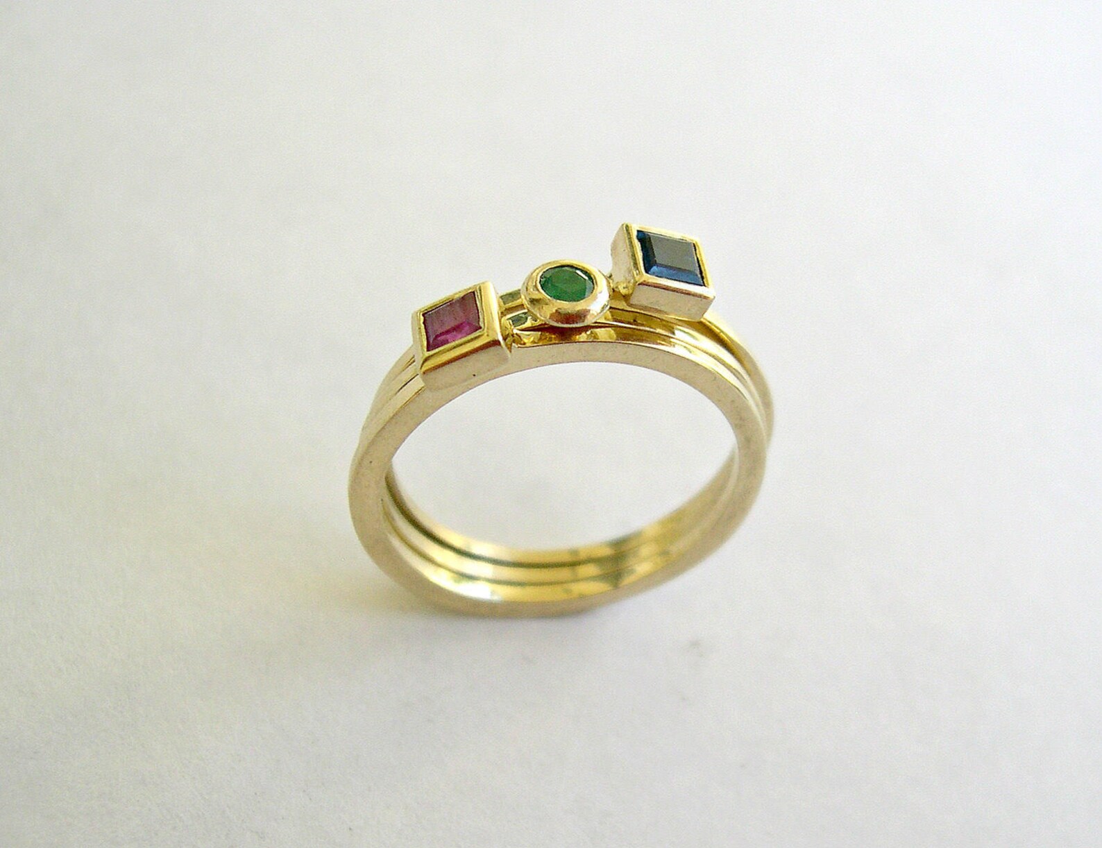 Stackable Gemstone Rings, 14k Solid Gold Ring, Sapphire Emerald Ruby ...