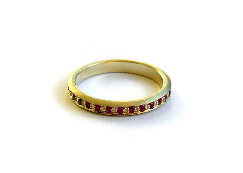 Ruby Ring, Eternity Engagement Ring, 14k Solid Gold Ring, Ruby Band ...