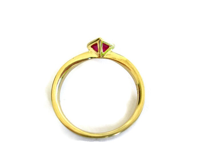 Square Ruby Ring, Unique Engagement Ring, 14k Yellow Gold Ring ...