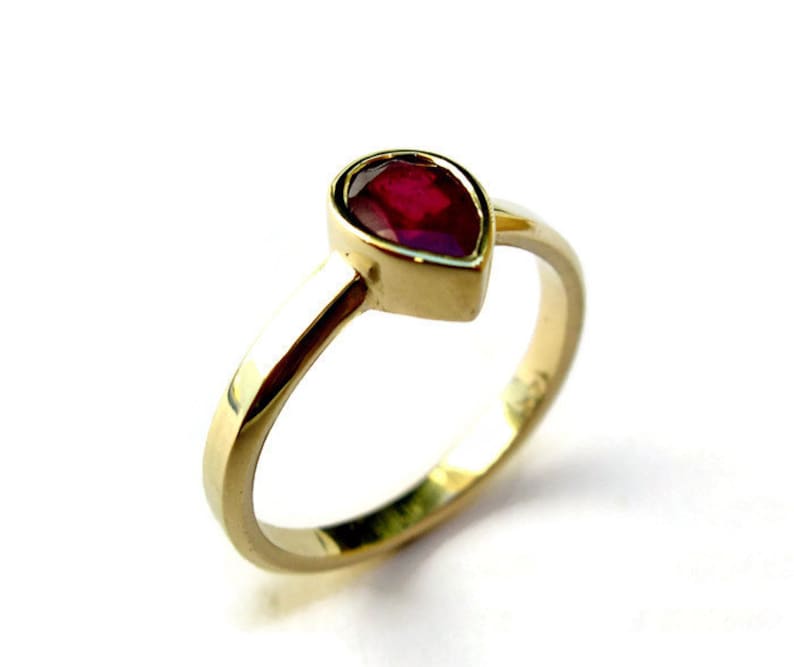 Teardrop Ruby Gold Ring , Gemstone Tear Drop Shape, Unique Engagement ...