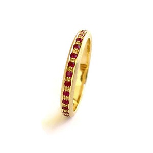 Ruby Ring, Eternity Engagement Ring, 14k Solid Gold Ring, Ruby Band ...