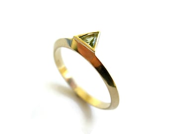 Triangle Peridot Ring - Etsy