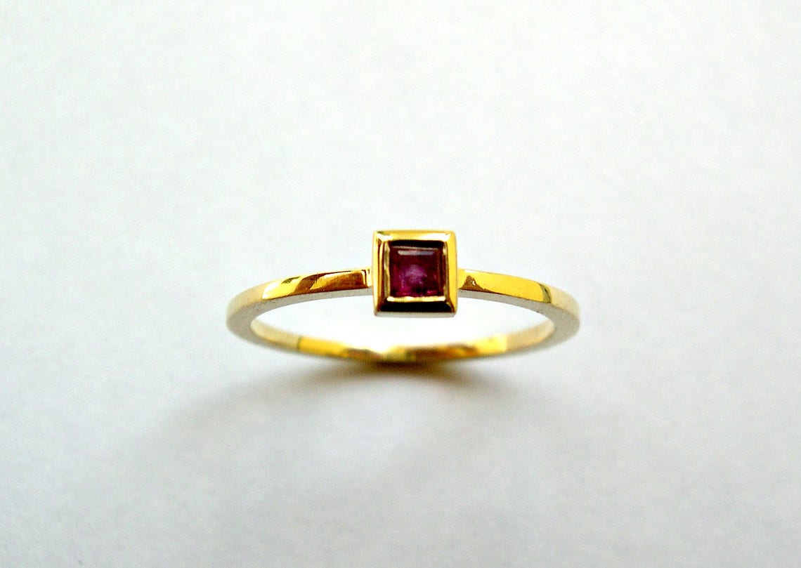 Stackable Gemstone Rings, 14k Solid Gold Ring, Sapphire Emerald Ruby ...