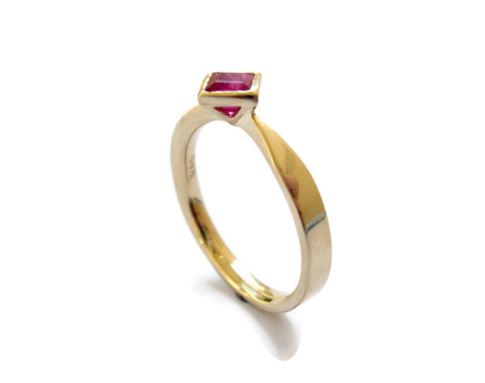 Square Ruby Ring, Unique Engagement Ring, 14k Yellow Gold Ring ...