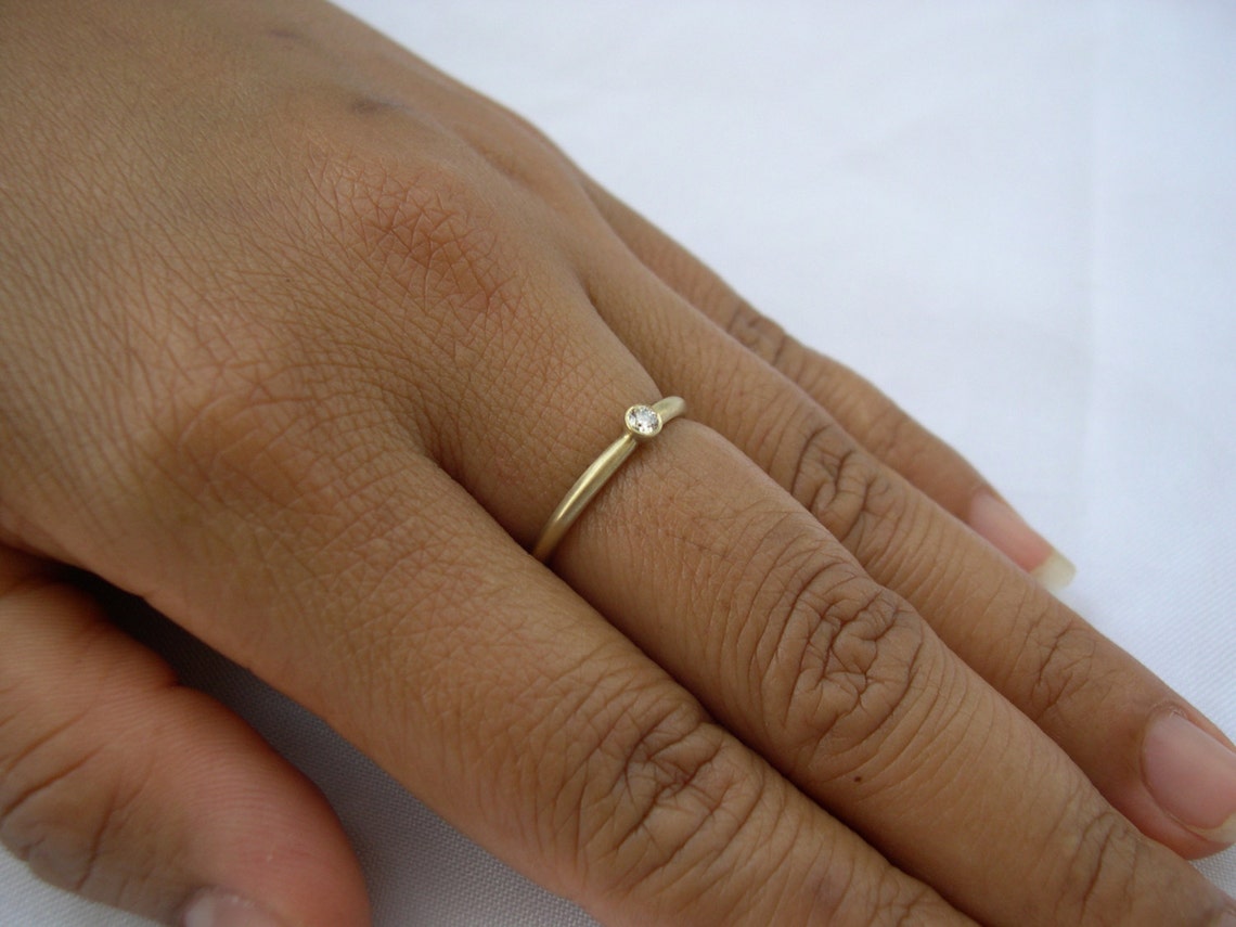 Minimalist Diamond Ring Bezel Ring Small Diamond Ring - Etsy