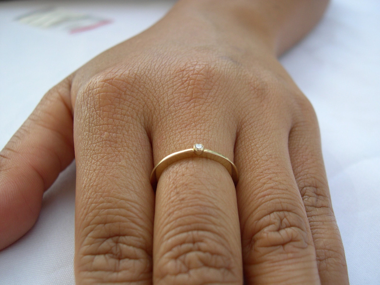 Tiny Diamond Ring Tiny Gold Ring Thin Gold Ring Minimalist - Etsy