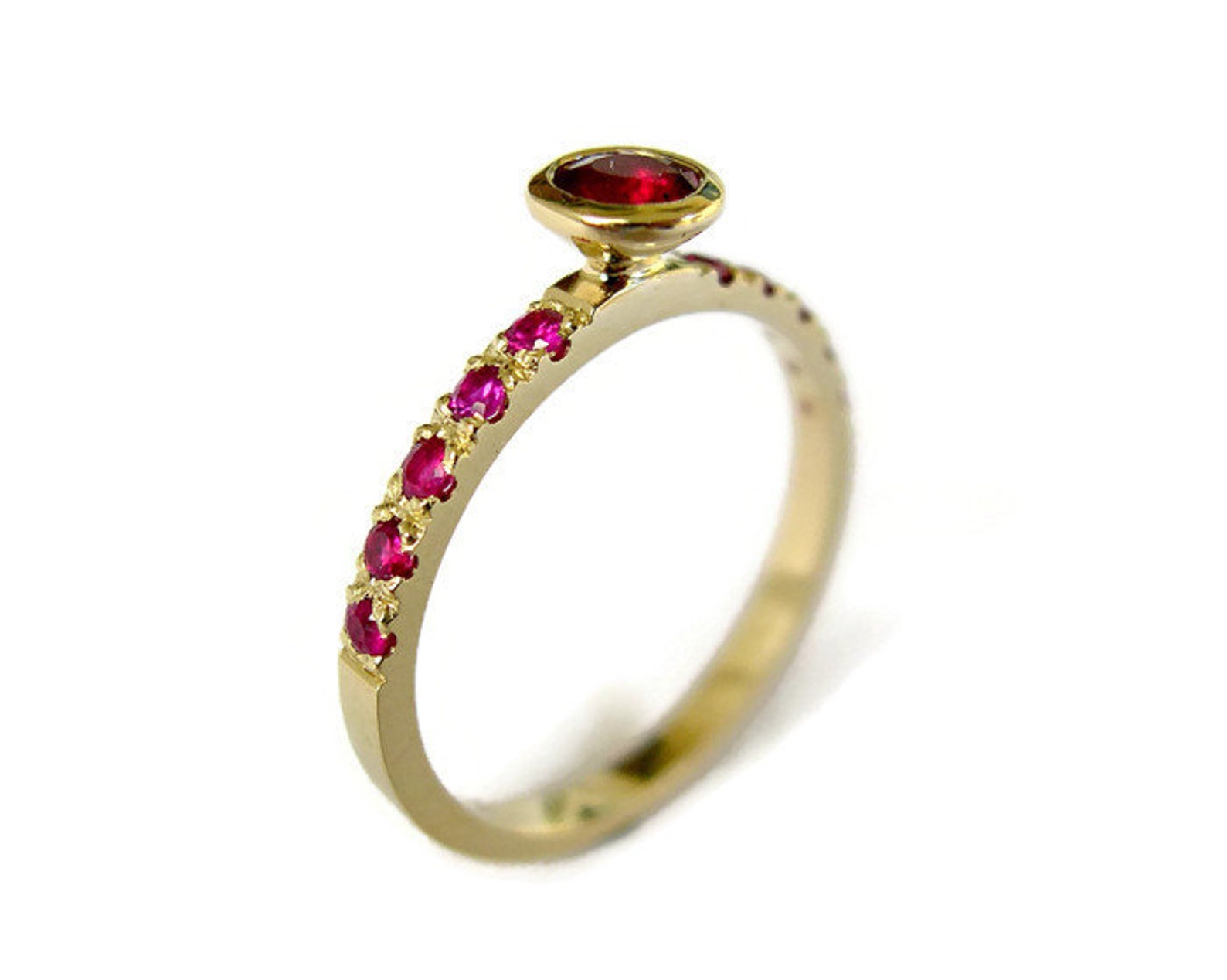 Unique Ruby Ring, Yellow Gold Ring With Rubies, Delicate Engagement ...