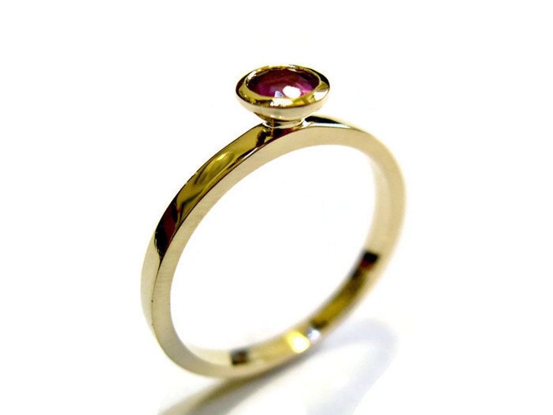 Minimalist Engagement Ring Ruby Gold Ring Dainty Gold Ring - Etsy