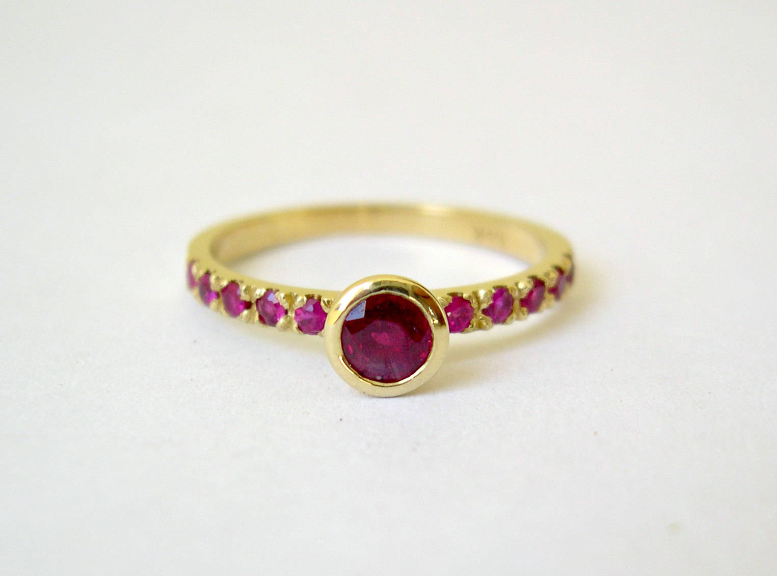 Unique Ruby Ring, Yellow Gold Ring With Rubies, Delicate Engagement ...