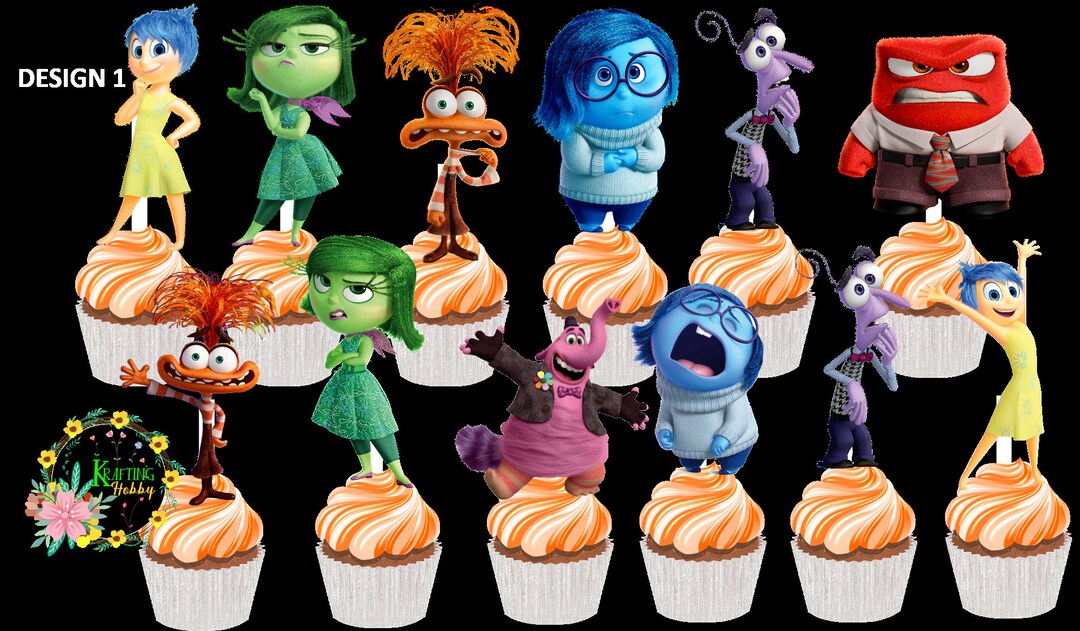 Inside Out Cupcake Toppers L Inside Out Birthday Party Cupcake Toppers ...