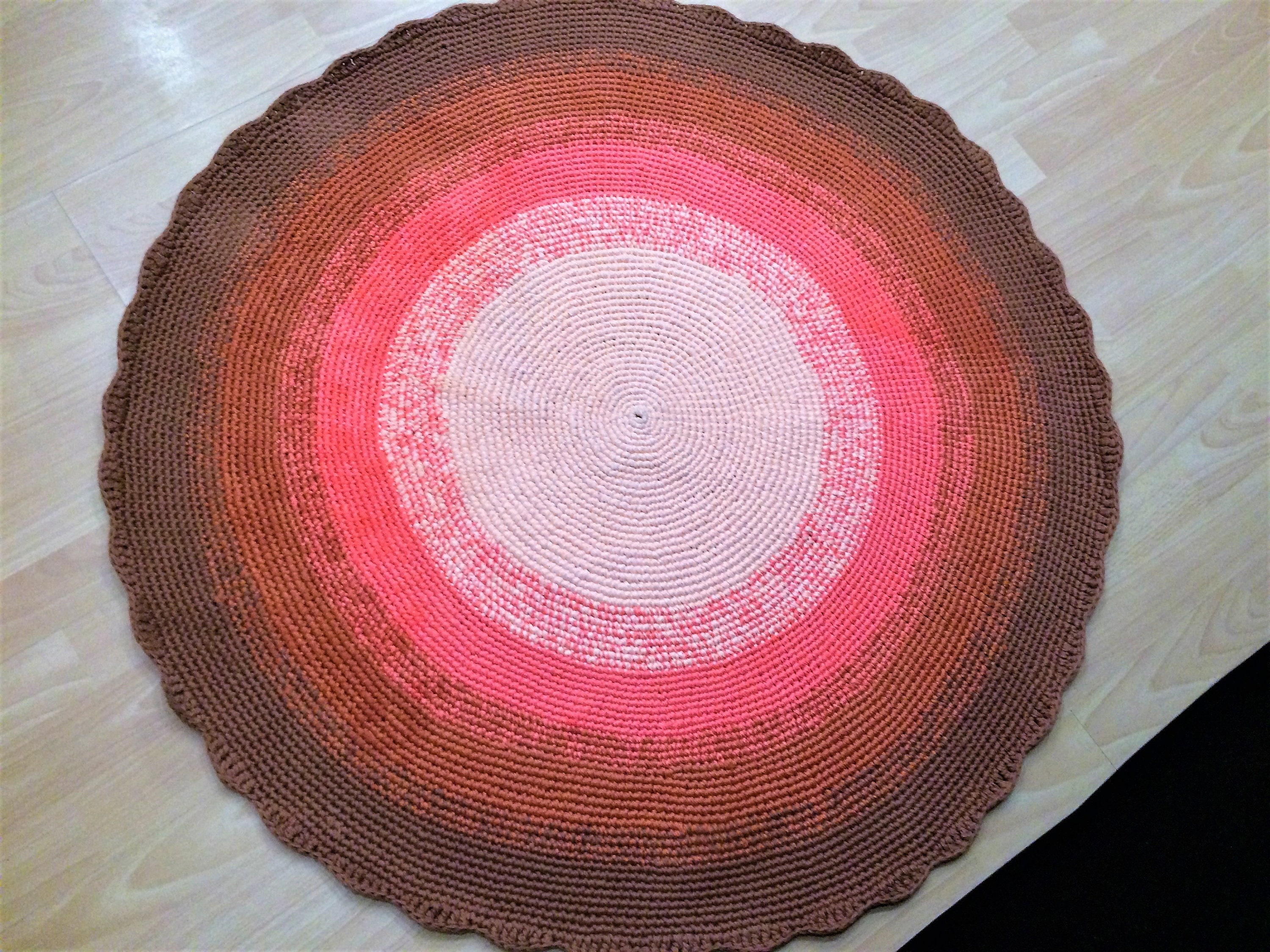 100 Cm Crochet Round Rug, Ombre Rug, Rugs, Nursery Rug, Round Carpet ...