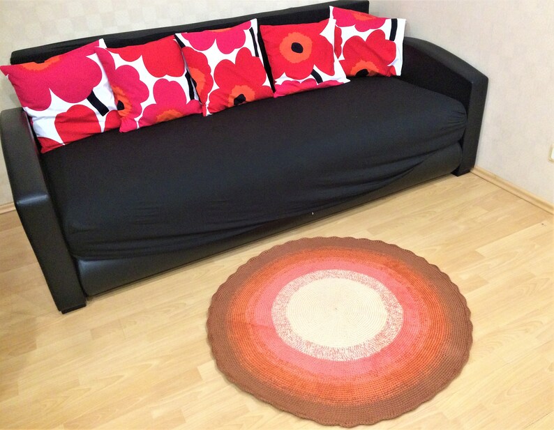 100 Cm Crochet Round Rug, Ombre Rug, Rugs, Nursery Rug, Round Carpet ...