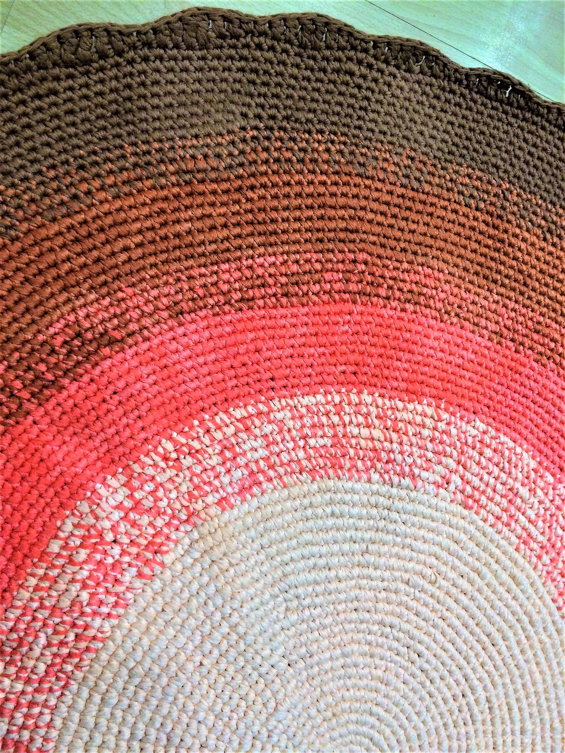 100 Cm Crochet Round Rug, Ombre Rug, Rugs, Nursery Rug, Round Carpet ...