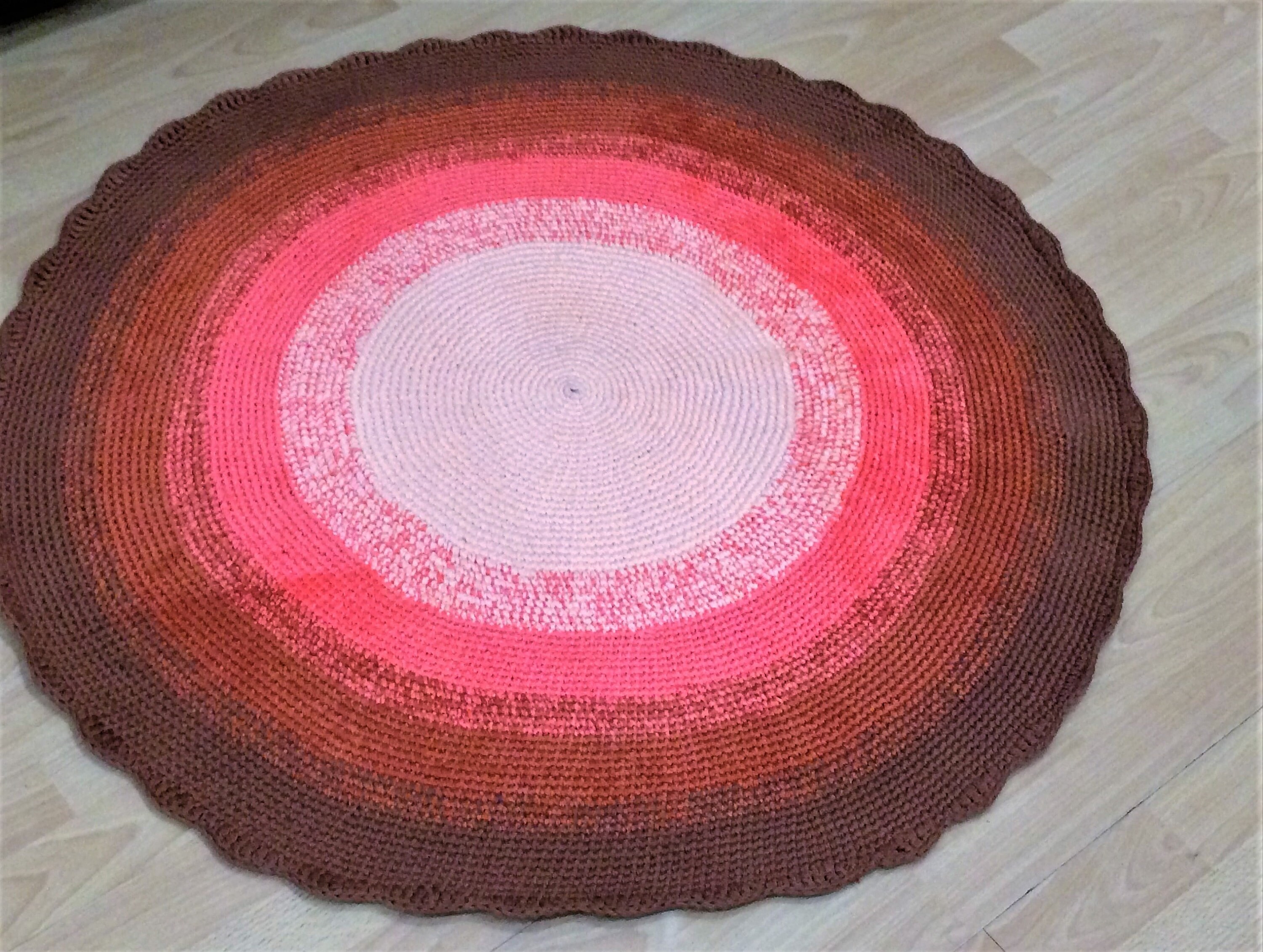 100 Cm Crochet Round Rug, Ombre Rug, Rugs, Nursery Rug, Round Carpet ...