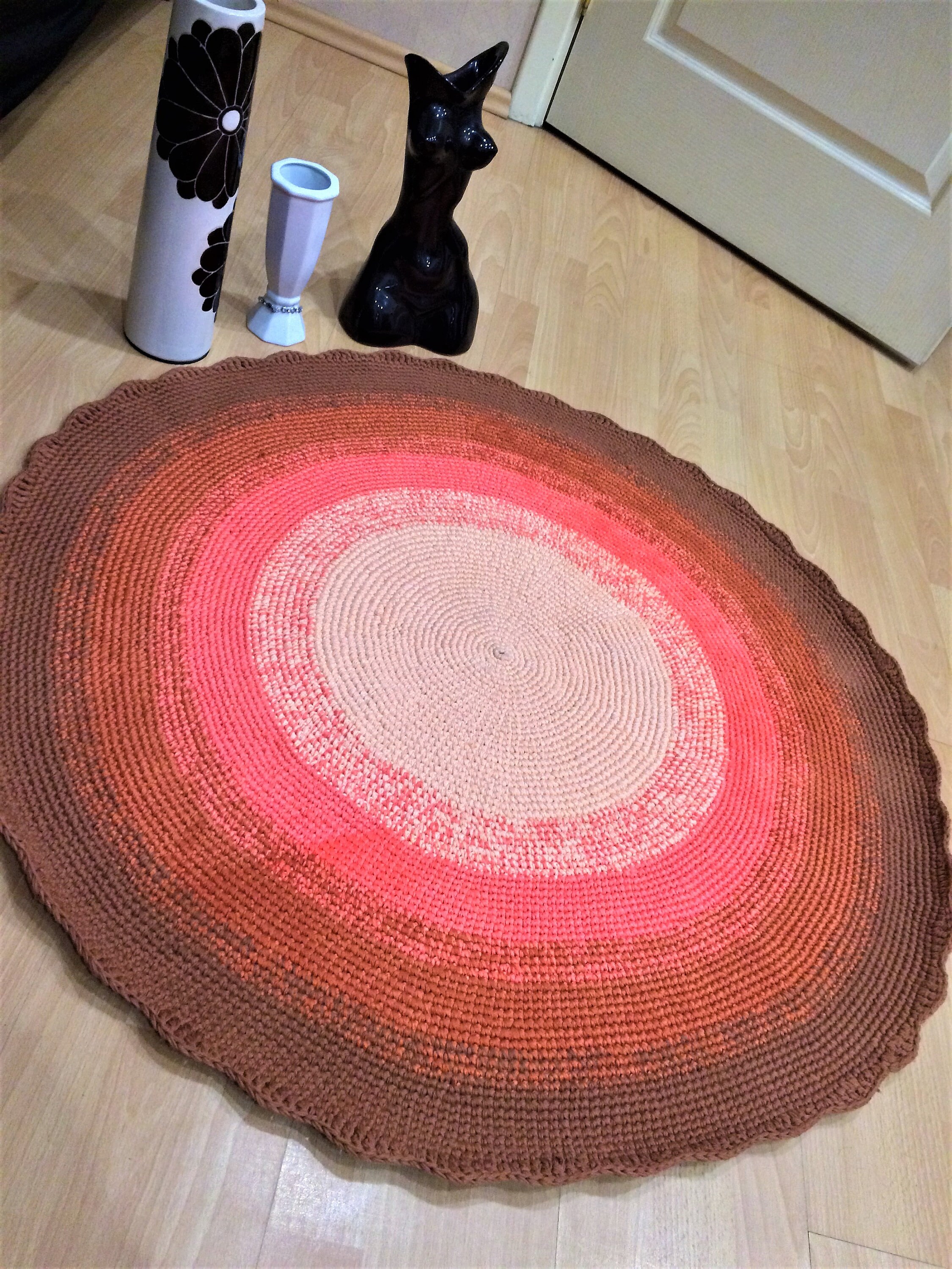 100 Cm Crochet Round Rug, Ombre Rug, Rugs, Nursery Rug, Round Carpet ...