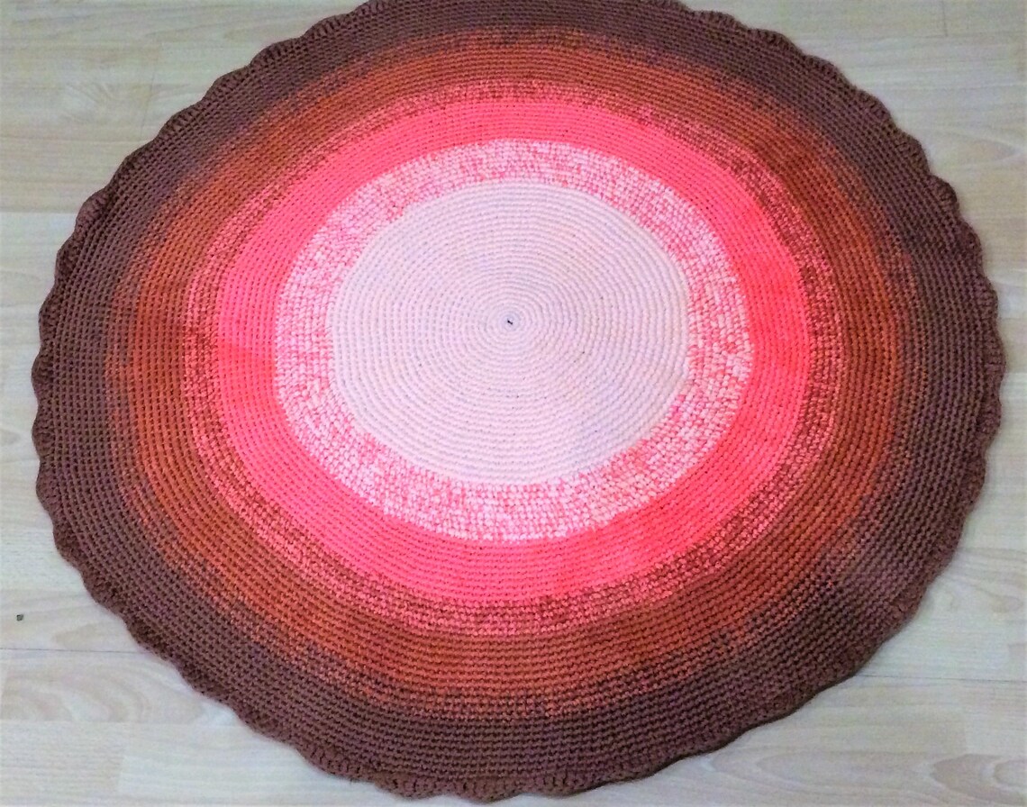 100 Cm Crochet Round Rug, Ombre Rug, Rugs, Nursery Rug, Round Carpet ...