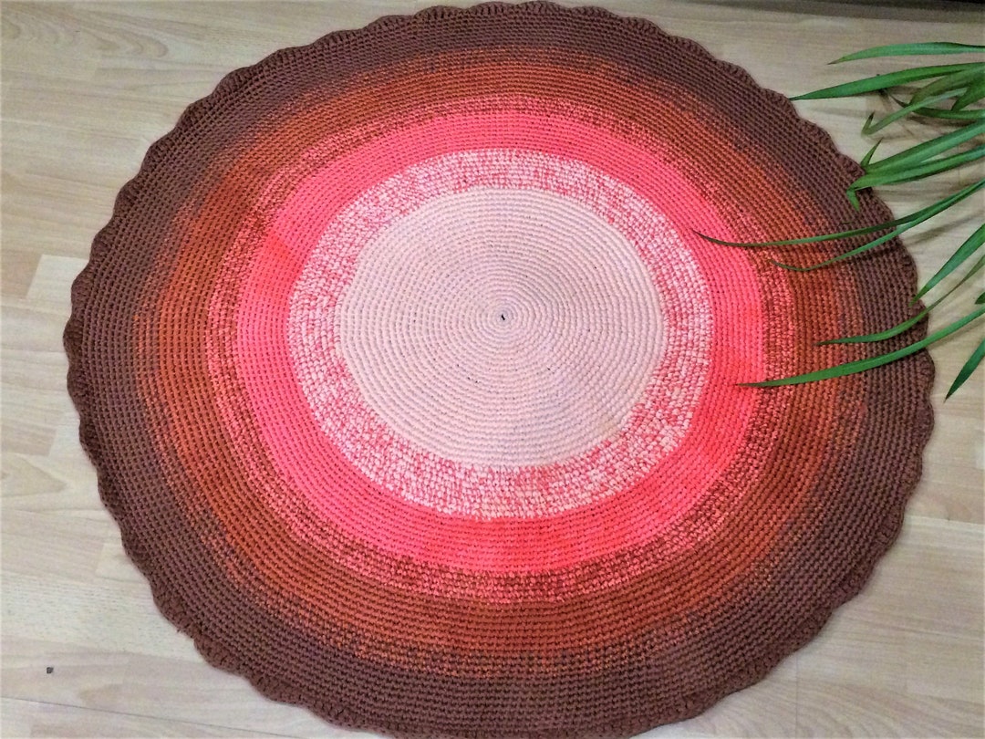 100 Cm Crochet Round Rug, Ombre Rug, Rugs, Nursery Rug, Round Carpet ...
