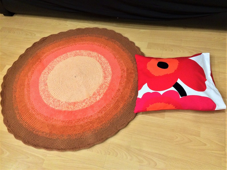 100 Cm Crochet Round Rug, Ombre Rug, Rugs, Nursery Rug, Round Carpet ...