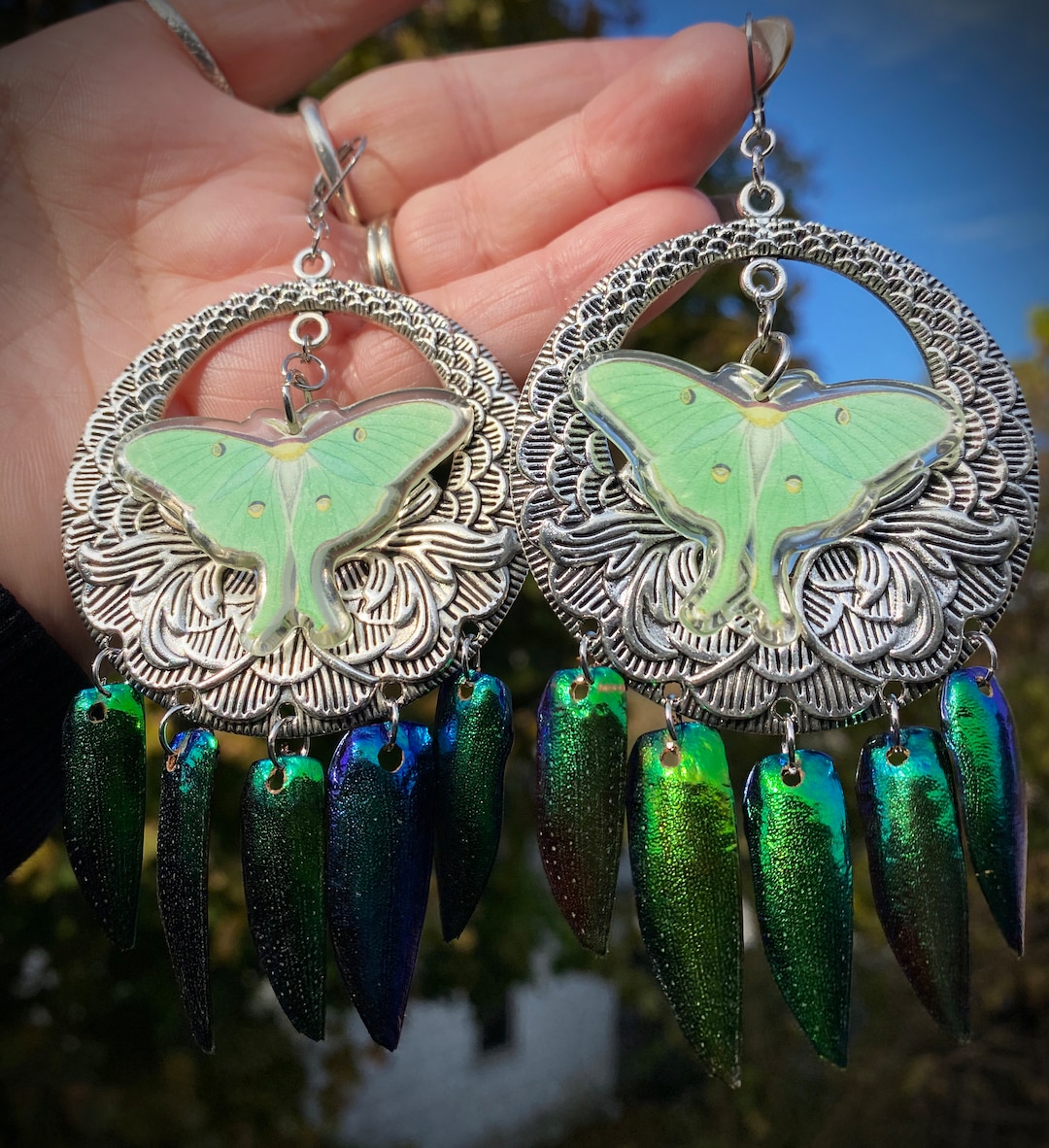 Pair of Ornate Filigree Statement Luna Moth Witchy Hand Made Chandelier ...