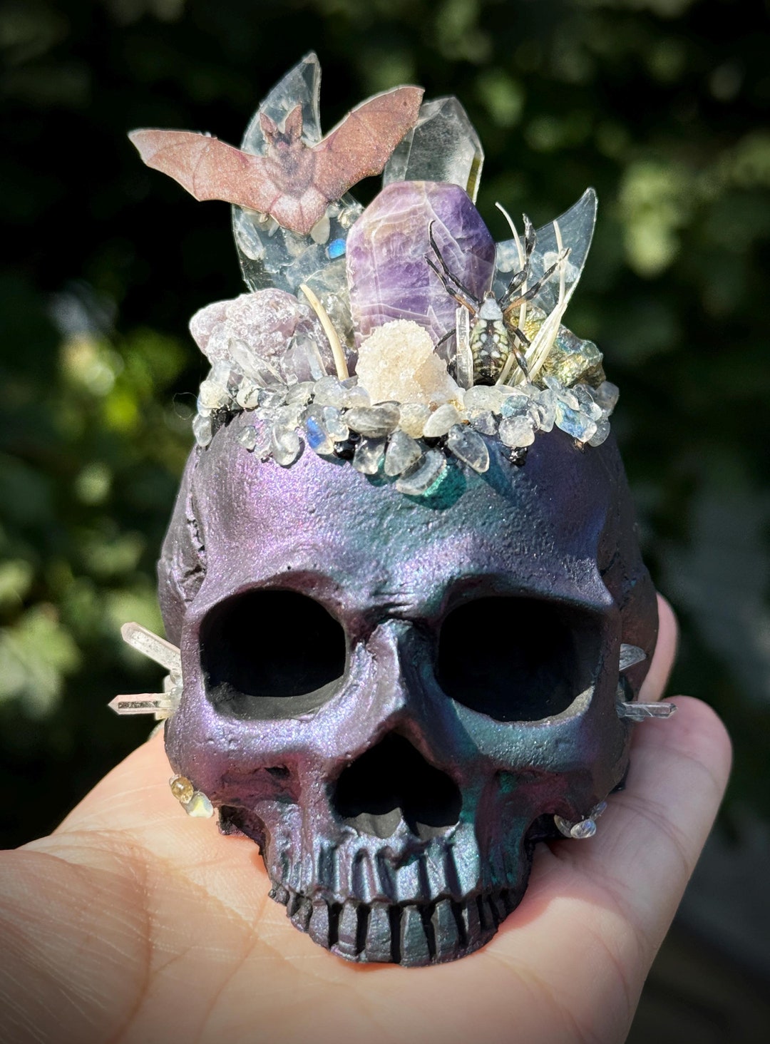 Macabre Teal/purple/pink Snake Rib Bat & Spider Hand Made Occult ...