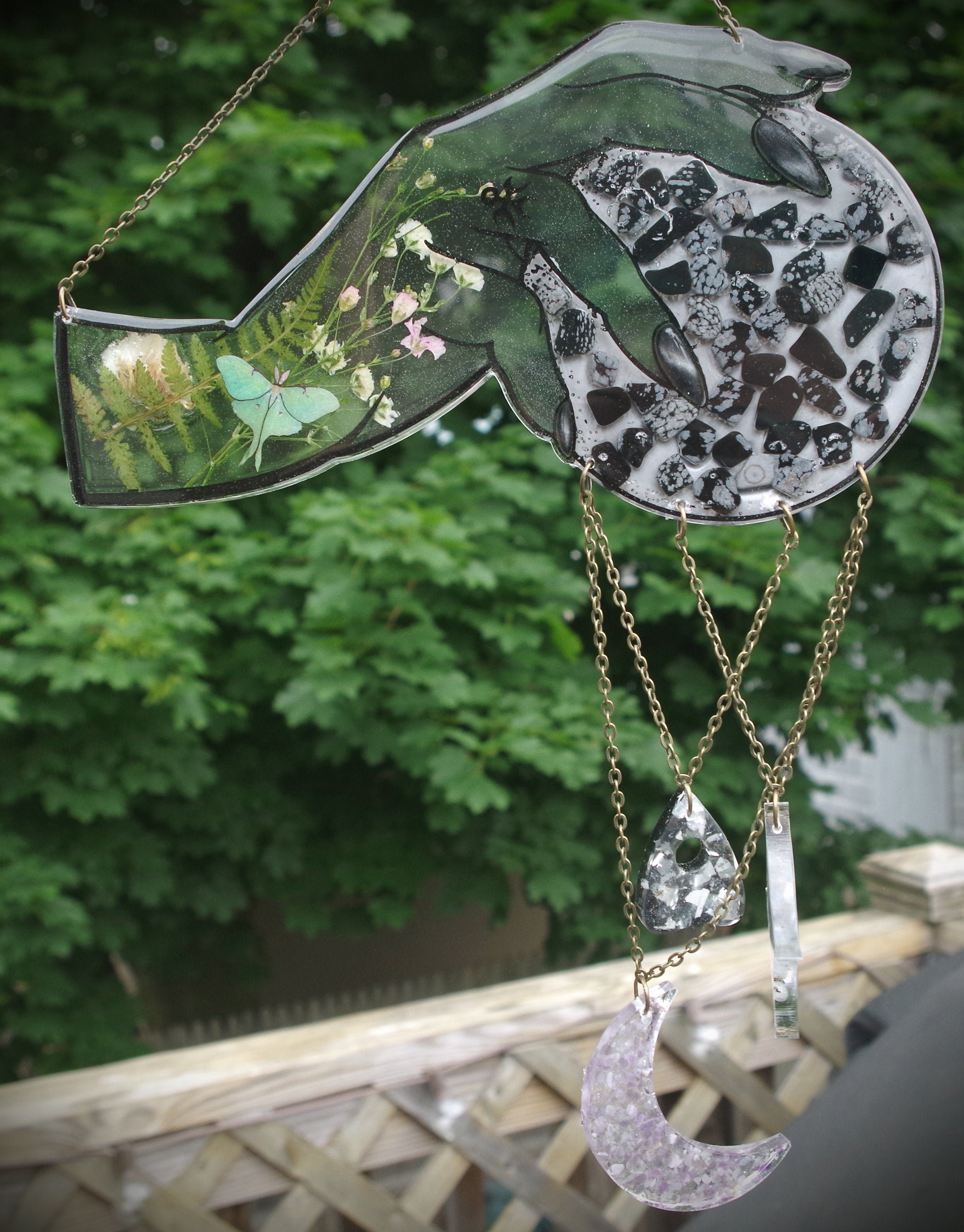 Snowflake Obsidian, Amethyst, and Labradorite Luna Moth Occult ...