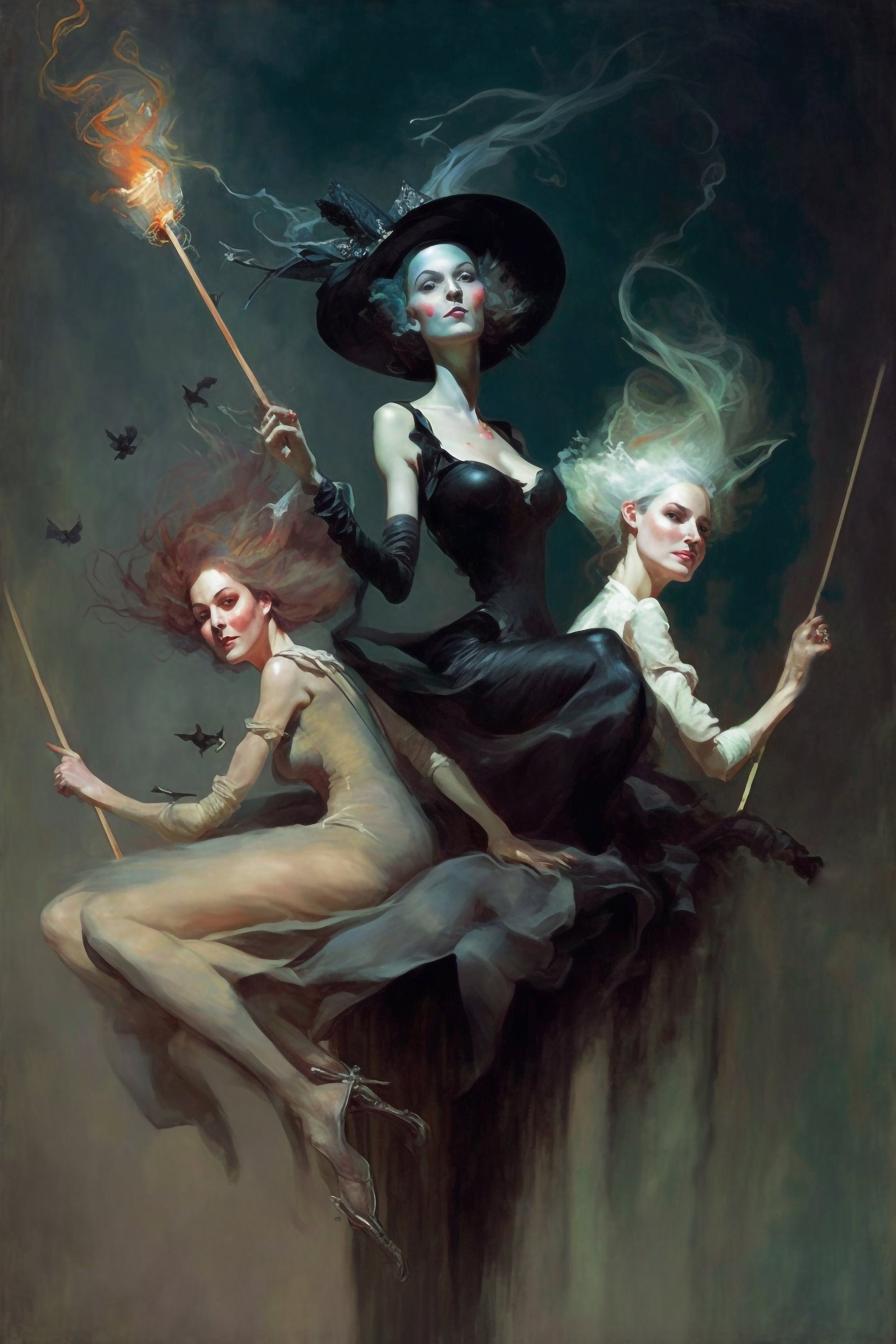 Gothic Witches Wall Art Feminine Witches Painting: - Etsy