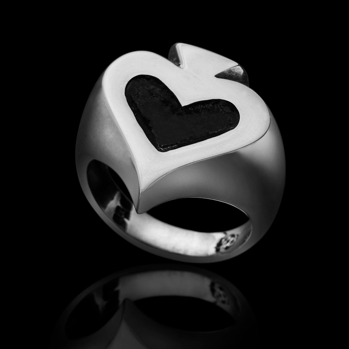 Spade ring-Men Signet Ring-Ace of spade ring-Mens heart signet | Etsy