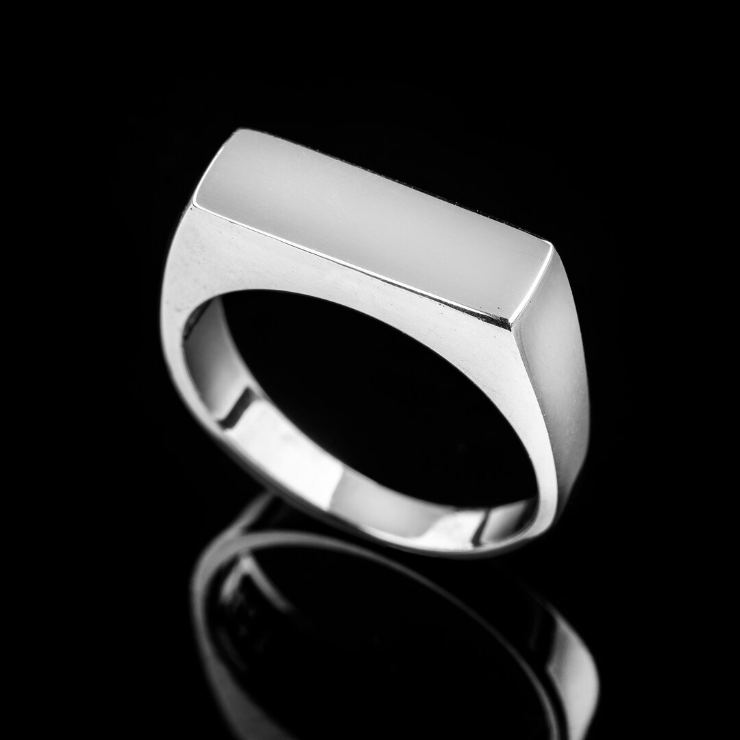 Sterling Silver Rectangle Signet Ring: Minimalist Unisex Jewelry - Etsy